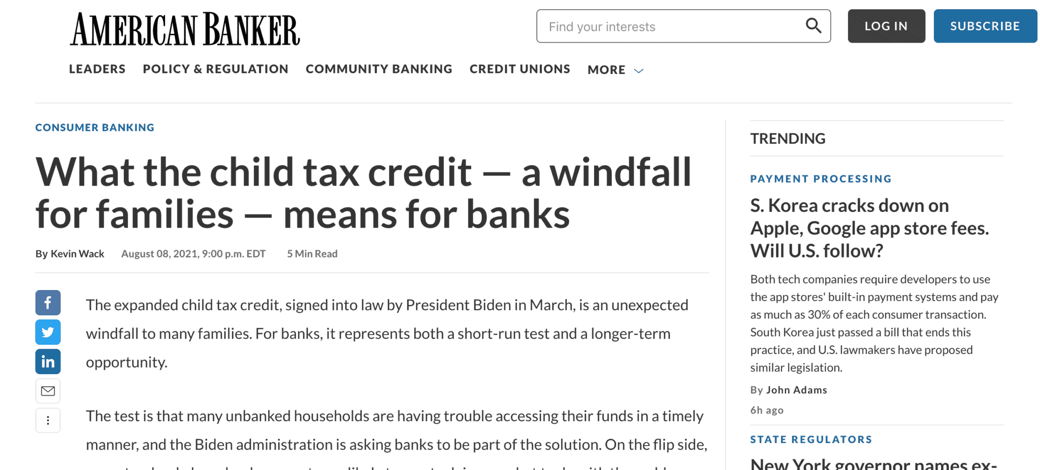 American Banker: What the child tax credit – a windfall for families ...