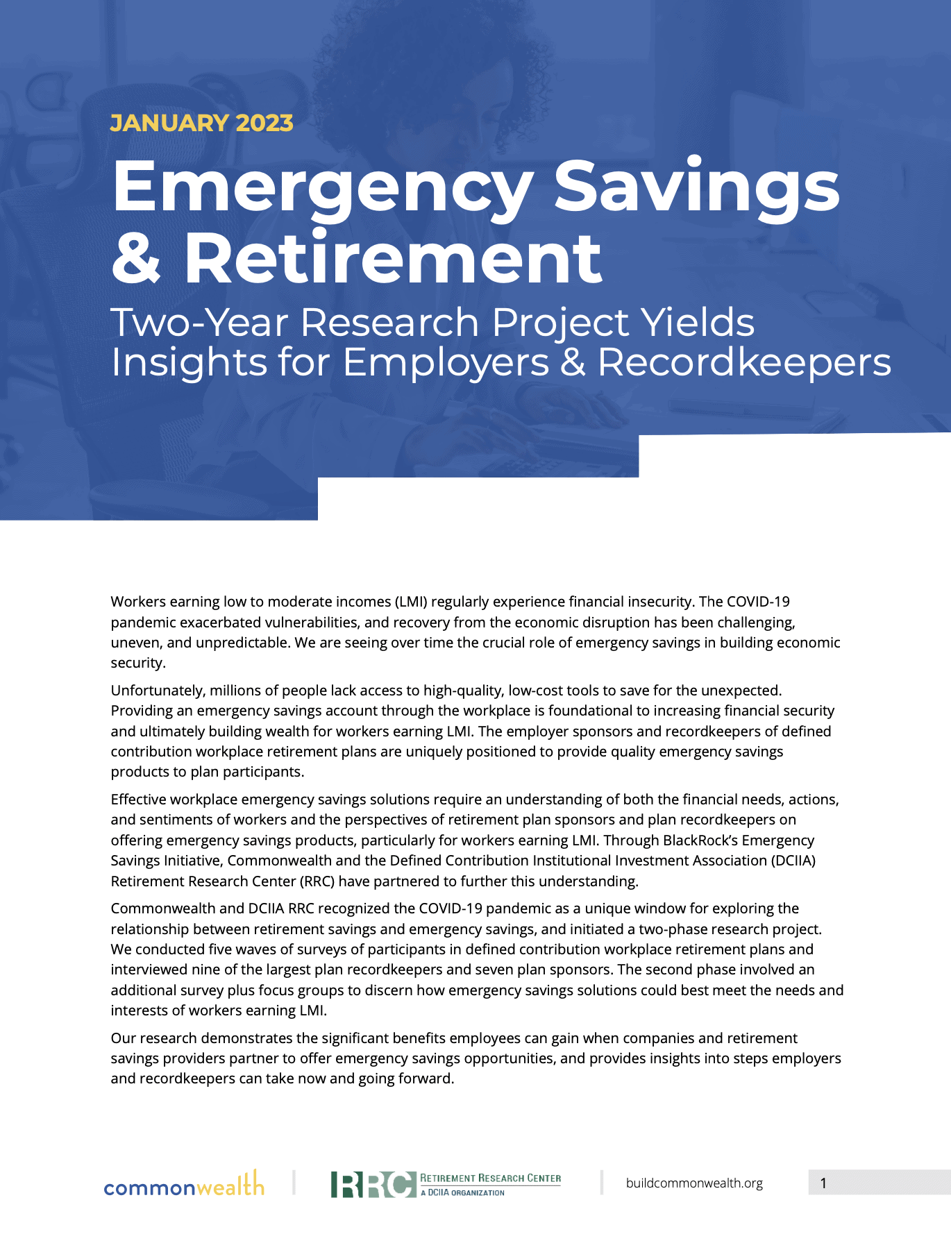 Emergency Savings & Retirement - Commonwealth