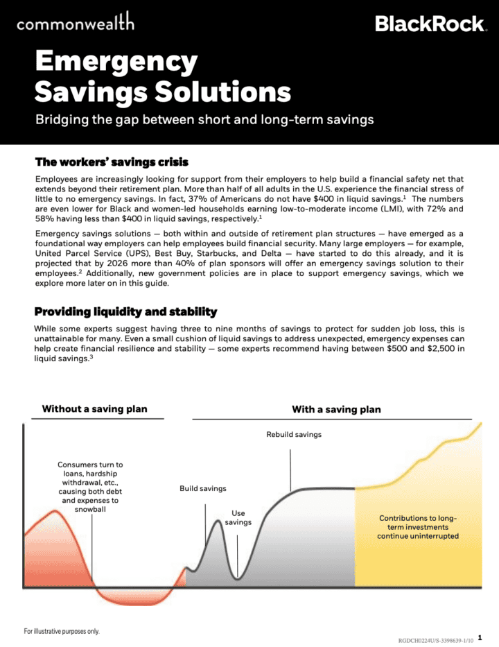 Emergency Savings Solutions - Commonwealth