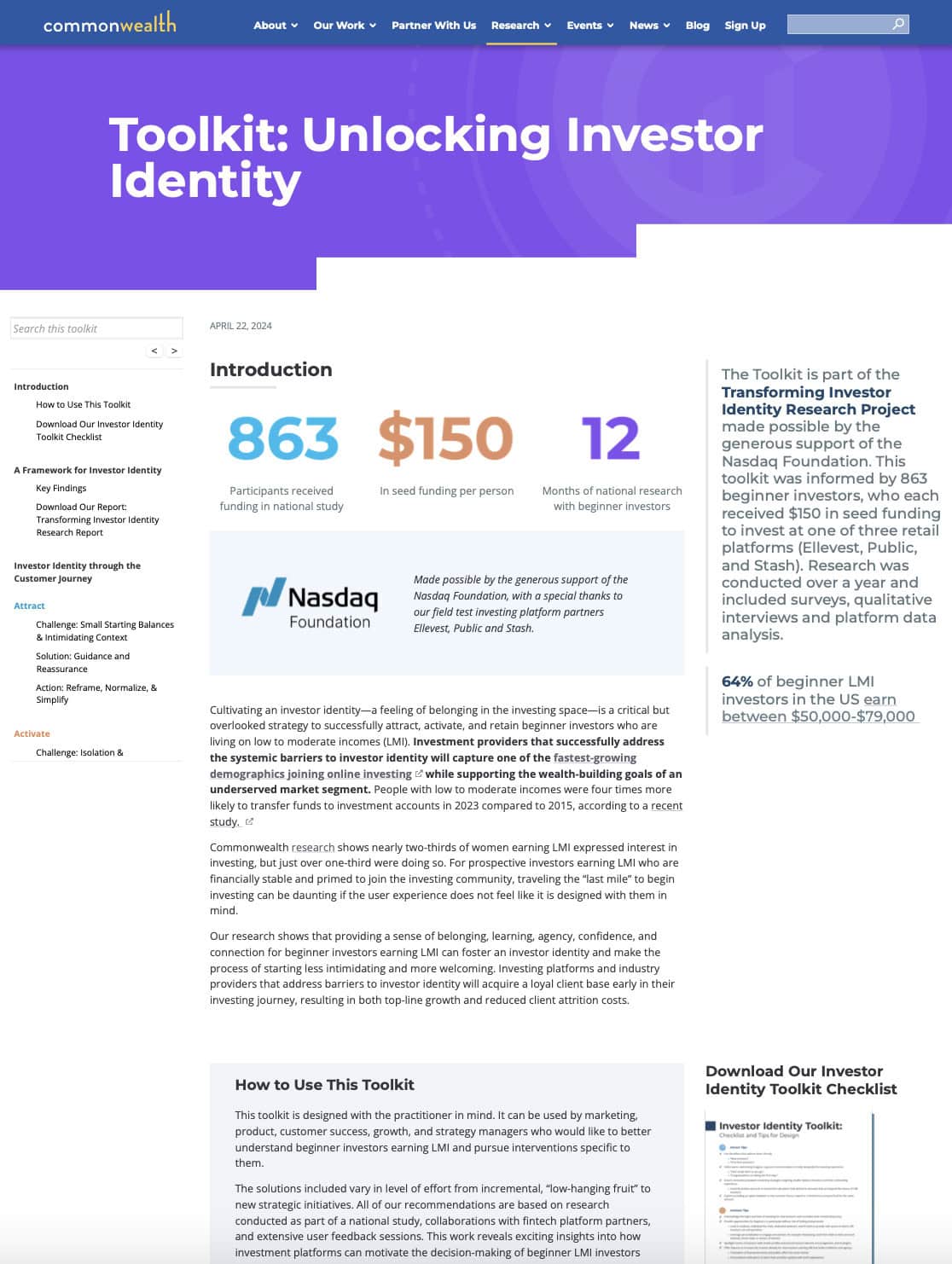 Toolkit: Unlocking Investor Identity - Commonwealth